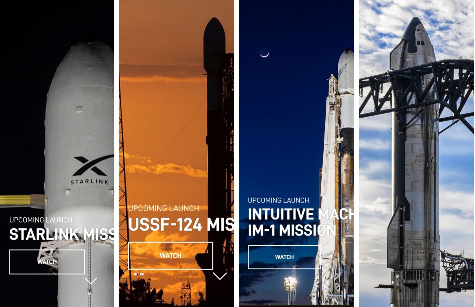 SpaceX domina el horizonte con 4 cohetes en vertical • Frontera Espacial